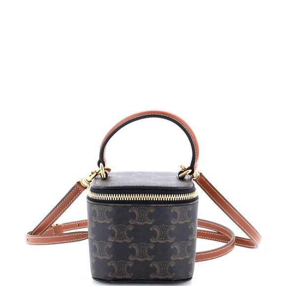 Celine | Bags | Celine Top Handle Square Vanity Case Triomphe Coated ...